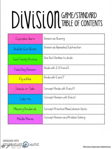 Division Math Games by Curious Classroom Adventures | TPT