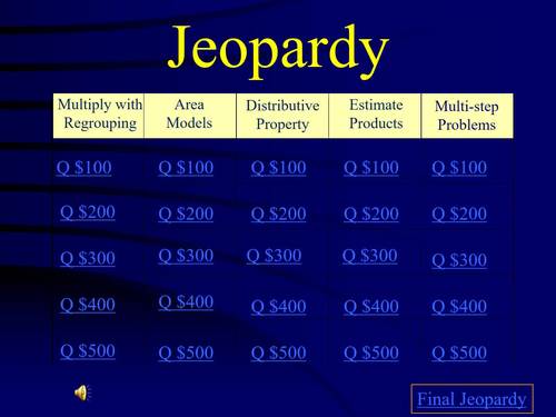 4th Grade Math Jeopardy- Multi-Digit Multiplication GOOGLE SLIDES AND ...