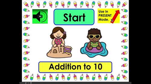 Addition to 10 Google Slides GAME Summer 56 Self-Checking Facts Digital ...