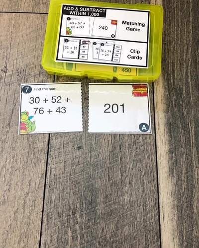 2nd Grade Centers Add & Subtract within 1,000 Task Cards Math ...