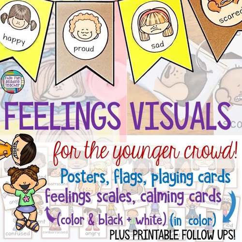 Identifying Feelings and Emotions: visuals, printables | TpT