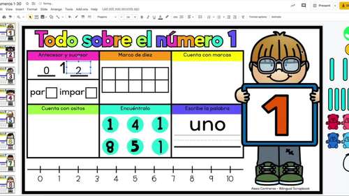 Centros y Actividades de los Numeros 1 al 30 Digital Numbers in Spanish