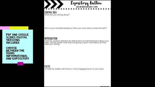 Informational Expository Writing Outline PRINTABLE & DIGITAL | TpT