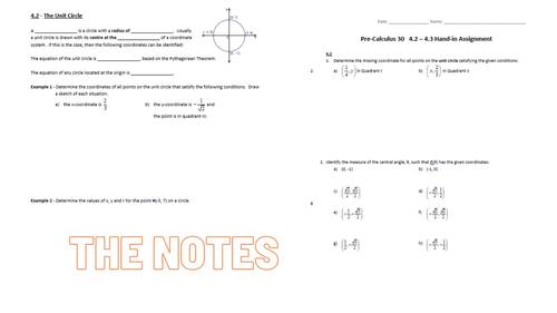 PreCalculus 30 - Chapter 4 SmartFiles ANGLES & the UNIT CIRCLE | TPT