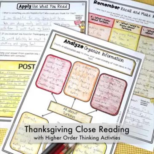 Thanksgiving Writing Reading and Creative Thinking ELA Resources Bundle