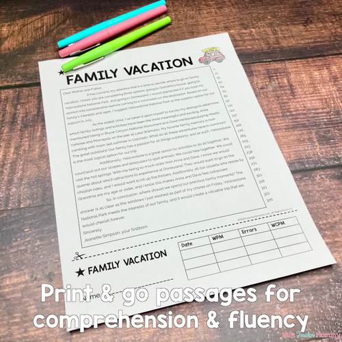 K-6 Fluency Passages with Reading Comprehension Questions | Bundle ...