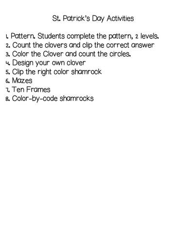 St. Patrick's Day Activities: math, colors, mazes! by Teacher Trish