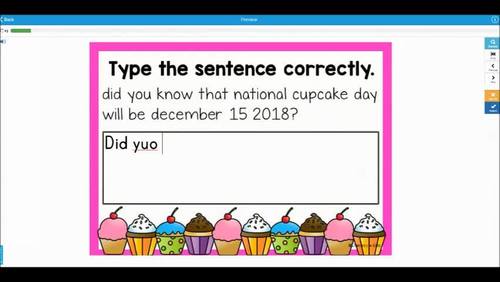 Sentence Editing Boom Cards (Digital Task Cards) Facts about Cupcakes