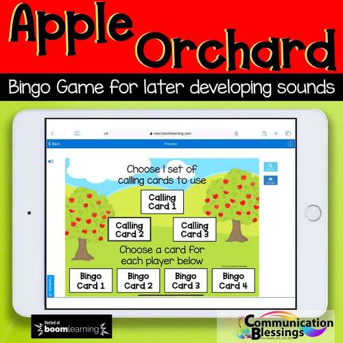 Apple Orchard Articulation Boom Cards Bingo Game for Later Developing ...