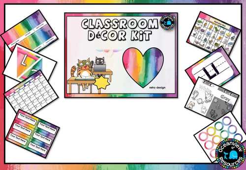 Classroom Decor Bright Colored- Editable ideal for Bulletin Boards