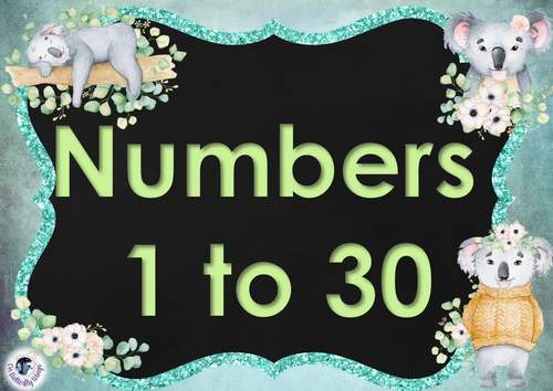 Numbers 1 to 30 Posters koala by On Butterfly Wings | TPT