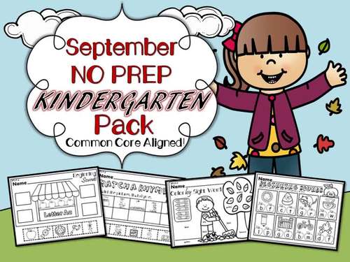 NO PREP Fall Kindergarten Lang. Arts Pack-Common Core Aligned (Over 400 ...