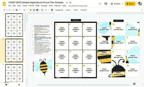 Honey Bees Digital Editable Google Slide Secret Pictures | Distance ...