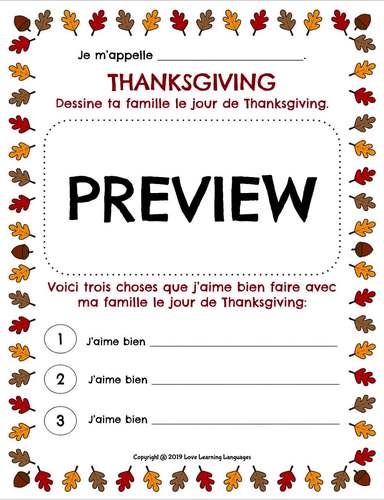 French Thanksgiving Writing Worksheets and Activities | TPT
