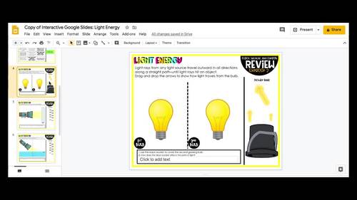 Science Interactive Google Slides | LIGHT ENERGY REVIEW | Distance Learning