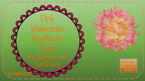 Pink Watercolor Sunflower Timer by Sunshine and Sunflowers | TPT