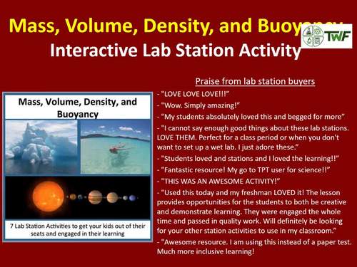 Mass, Volume, Density, & Buoyancy - 7 Lab Station Activities | TPT