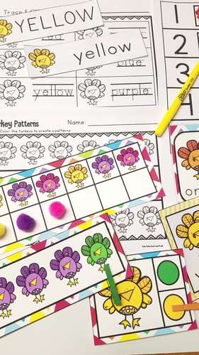 Colorful Turkeys Preschool Center and Small Group Activities | TpT