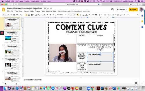 Context Clues Graphic Organizers (Google Slides) by Speech Time Fun