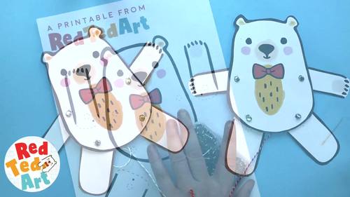 STEAM Activity - Ted Paper Puppet - Make the Red Ted Art Teddy Bear Puppet