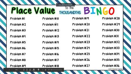 Decimal Place Value to the Thousandths Bingo Games by Smarter Together