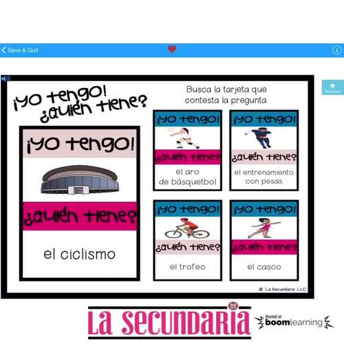 Spanish Sports Vocabulary | I Have Who Has | BOOM CARDs | Distance Learning