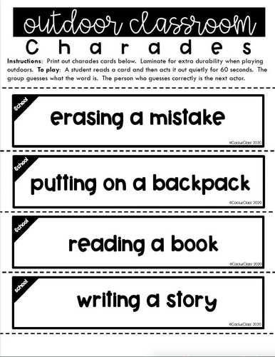 Outdoor Classroom Drama Game | Charades | Back to School | TPT