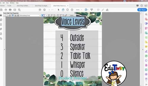Eucalyptus Voice Level Poster {Editable} Farmhouse Decor by EduTivity