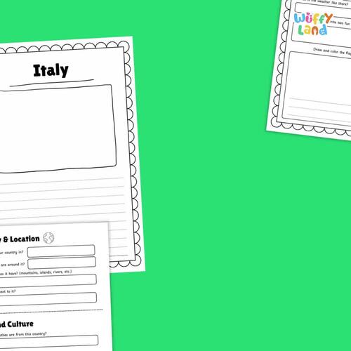 ITALY Country Study | Geography Research Project & Printable Worksheets