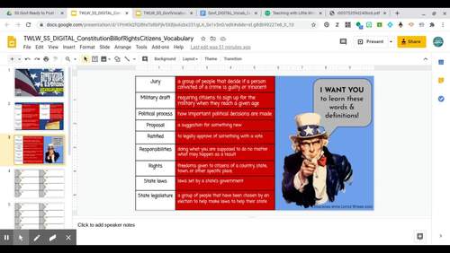 DISTANCE LEARNING VOCABULARY PACKET: Constitution, Bill of Rights ...
