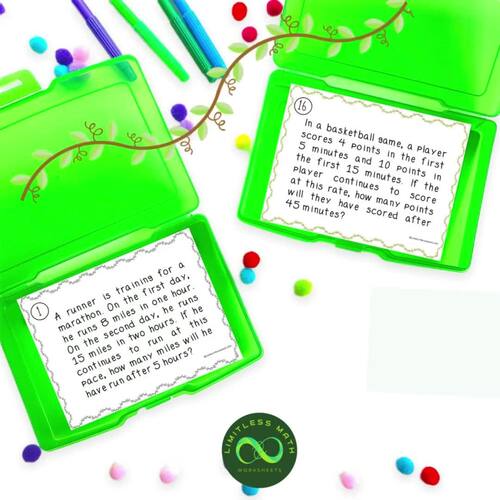 Linear Equations Word Problems Task Cards by Limitless Math Worksheets