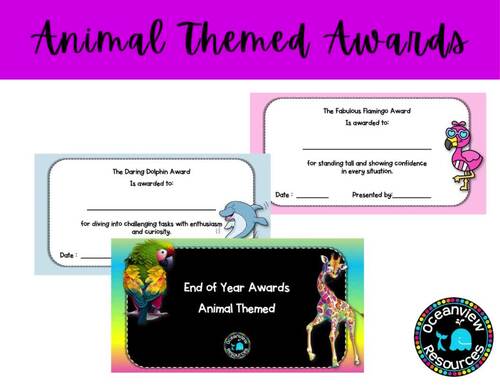 Animal themed award cards/behaviour management/positive reinforcement