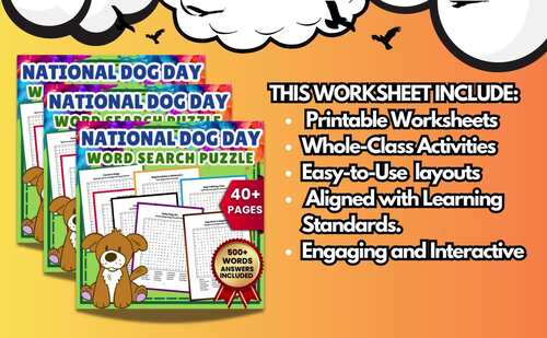 National Dog Day Word Search Morning Work Activities 3rd,4th,5th,6th ...