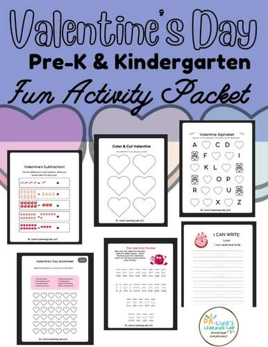 Fun Valentines Day Activity Book Printable Worksheet|PreK| Kindergarten