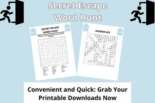 Escape Room Word Search- The Great Escape. For 9th-12th grade | TPT