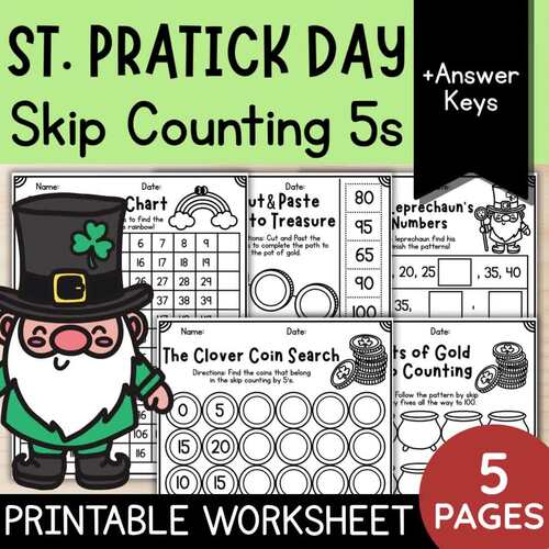St. Patrick's Day Math: Skip Counting by 5s | Kindergarten 1st and 2nd ...