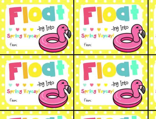 Fun Floaty Spring Break Gift Tag- Floating Into Spring Vaycay! | TPT