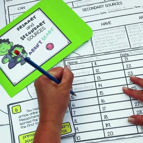Primary and Secondary Sources Activities | Easel and Printable Activity