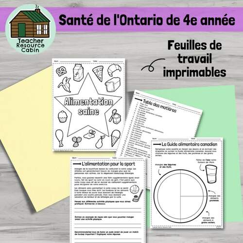 Grade 4 Ontario FRENCH HEALTH Workbooks by Teacher Resource Cabin