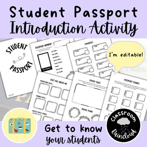 Back to School Print and Go Student Passport to Get to Know Your Class