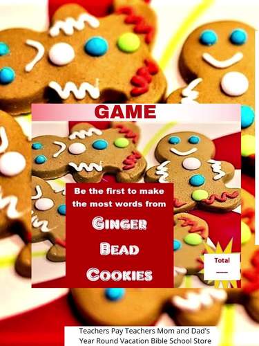 Distance Learning - Printable Gingerbread Cookie Brain Teaser Word Game