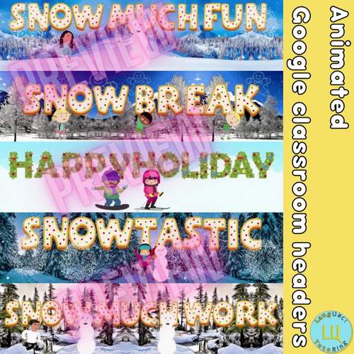 Animated winter Google Classroom headers banners | Digital Clip Art