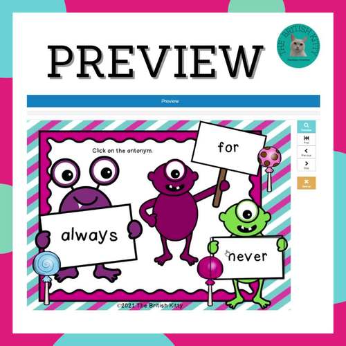 Halloween Monster Antonyms Boom Cards™ by The British Kitty | TPT