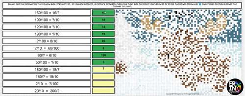 Equivalent Fractions Tenths and Hundredths Pixel Art Math for New Year's
