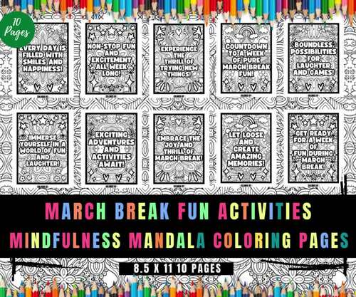 March Break Fun Activities, Mindfulness Relaxing SEL Coloring Pages, No ...