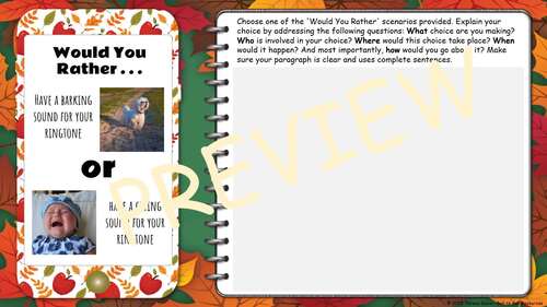 September Quick Writes: Use with or without September Agenda Slides