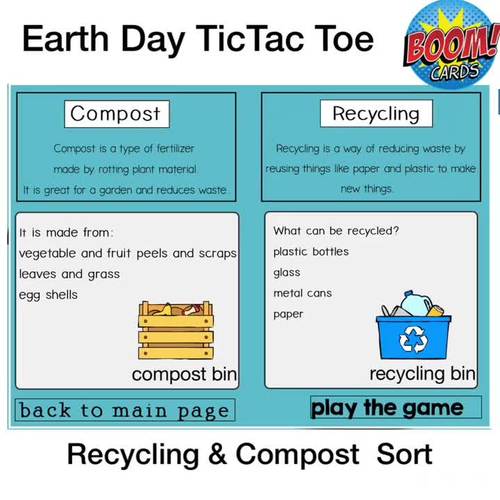 Earth Day Tic Tac Toe Boom Card Games | Speech Therapy | Articulation ...