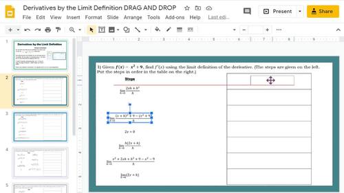 Derivatives by the Limit Definition DIGITAL DRAG AND DROP by Hoff Math