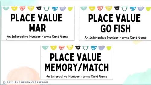 3-Digit Place Value - Number Forms Card Games (War + Memory + Go Fish)