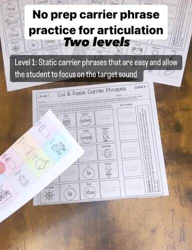 Carrier Phrase Cut and Paste for Articulation Speech Therapy by Panda ...